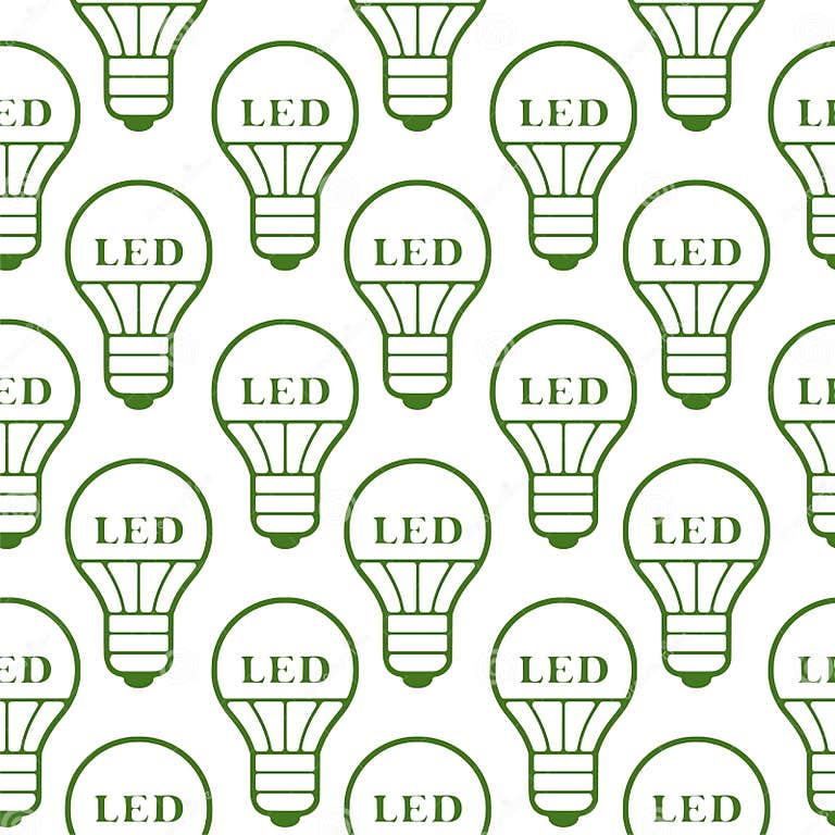LED Light Bulb Icon Isolated Seamless Pattern on White Background Stock ...