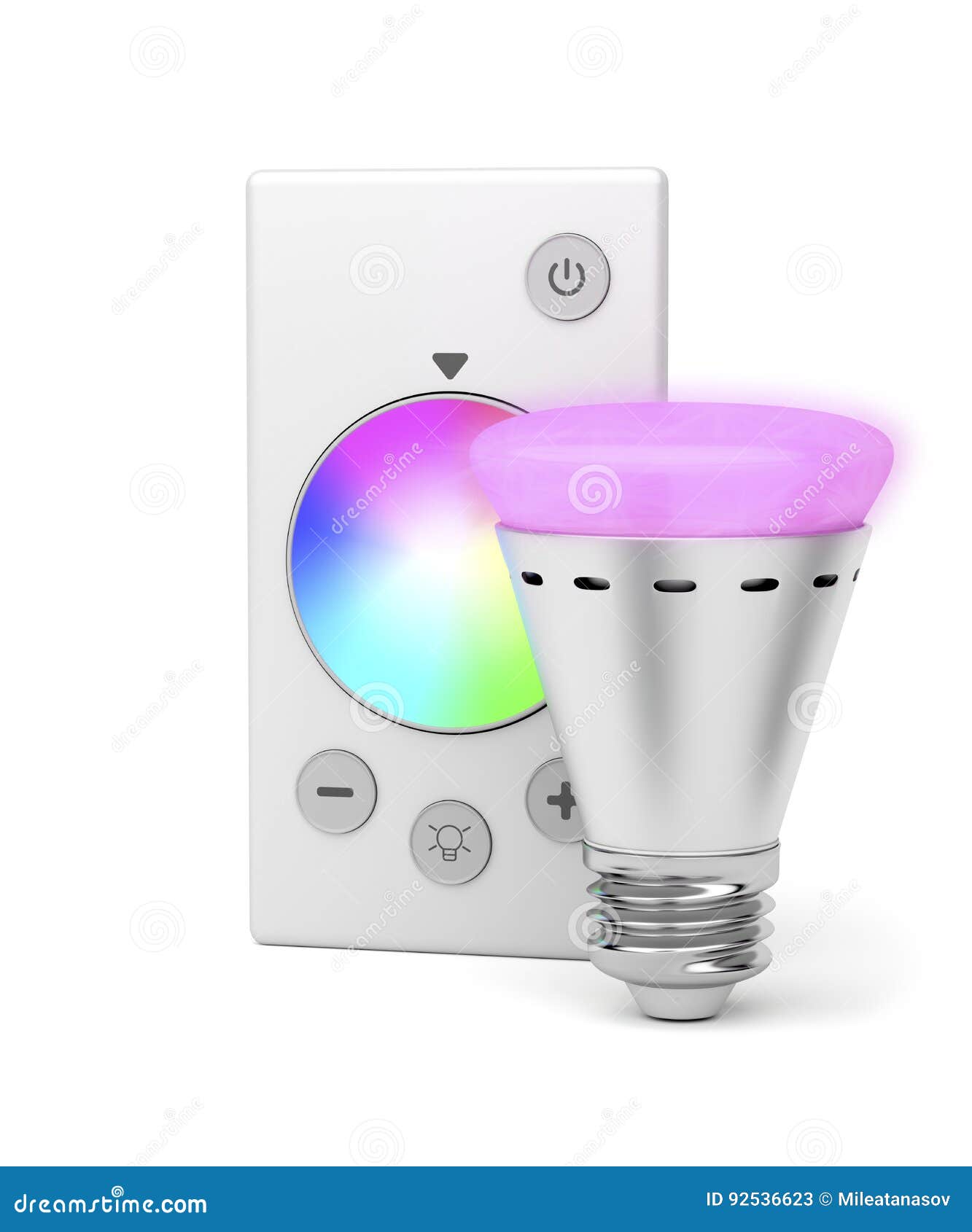 LED Light Bulb and Remote Control Stock Illustration - Illustration of ...