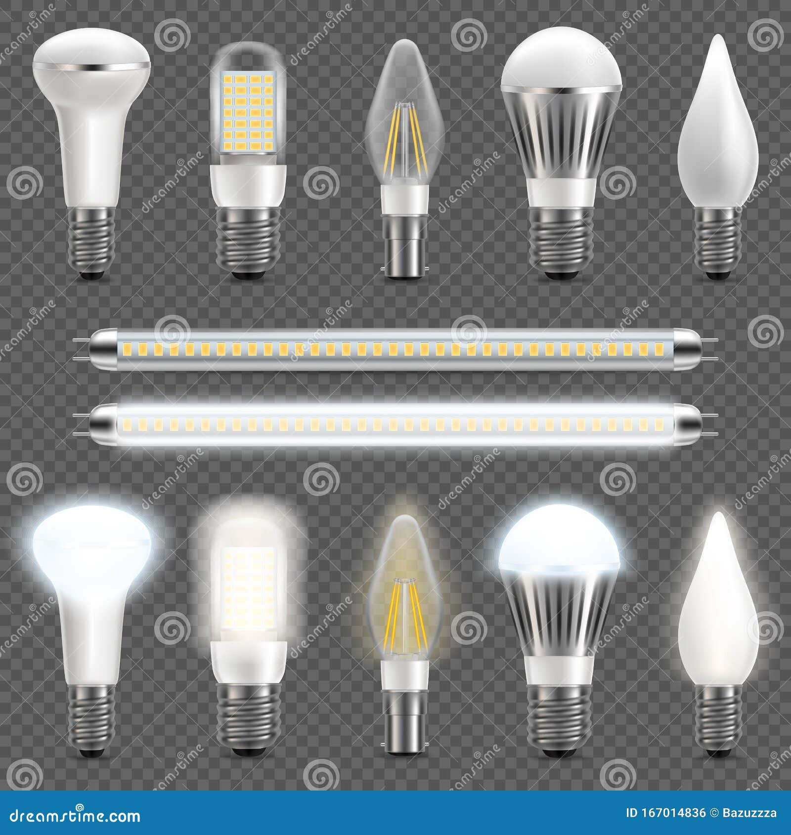 Led Light Bulb Set, Vector Isolated Illustration Stock Vector ...