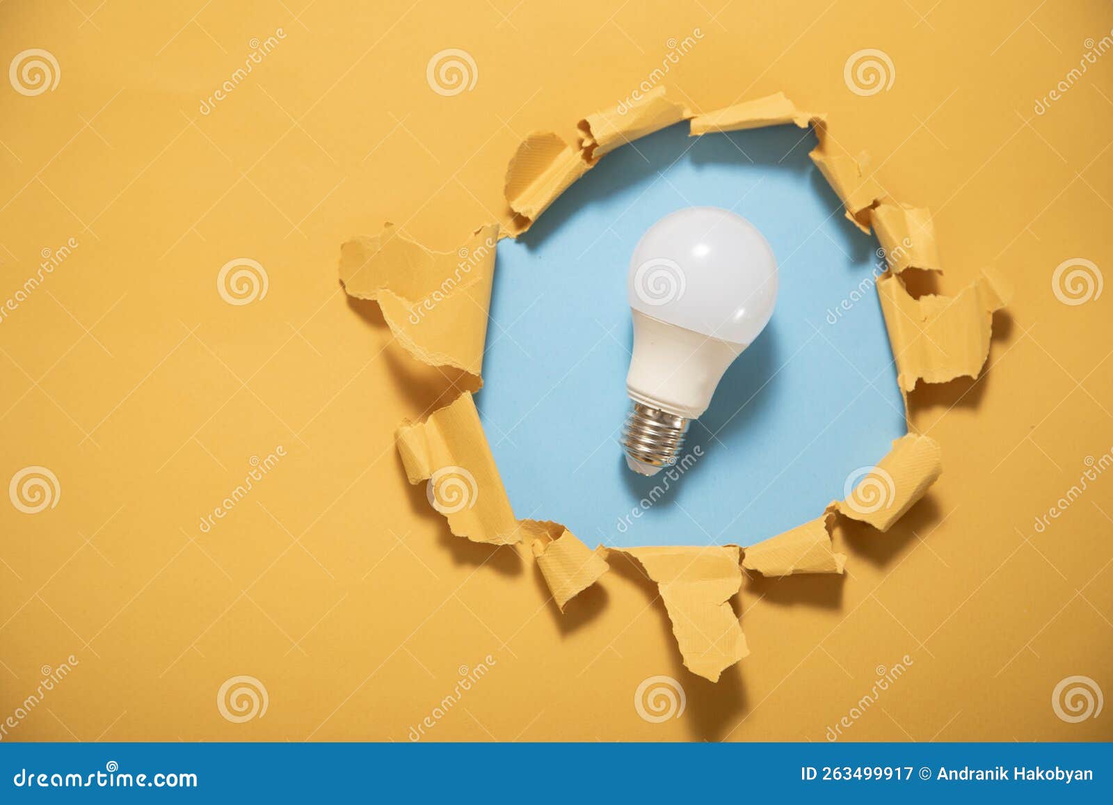 Led Light Bulb and Torn Paper Stock Image - Image of inspiration, light ...