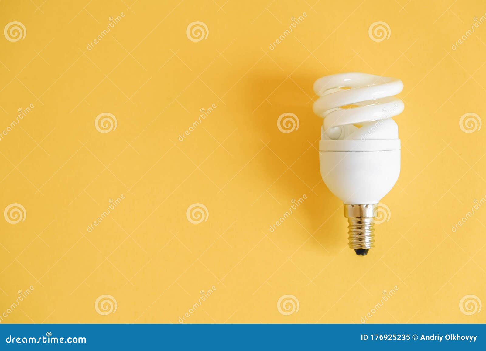 LED Light Bulb on Yellow Background. Top View Stock Image - Image of ...