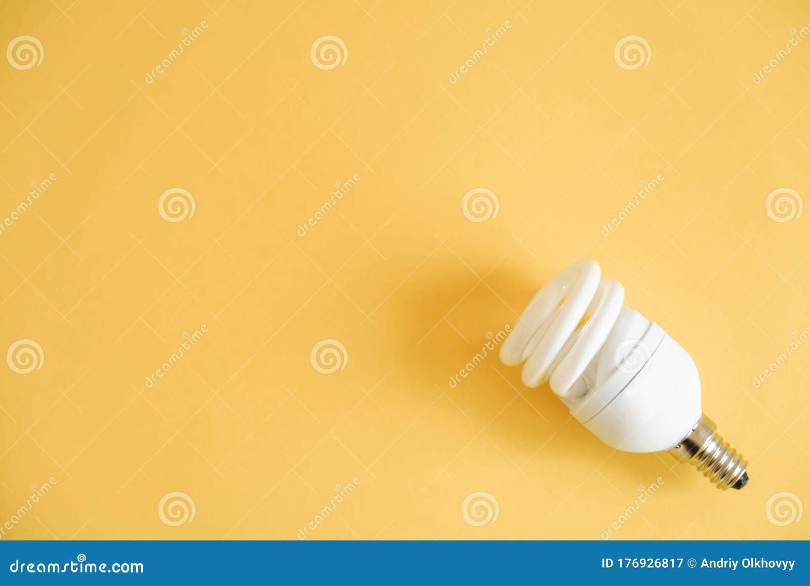 LED Light Bulb on Yellow Background. Top View Stock Image - Image of ...