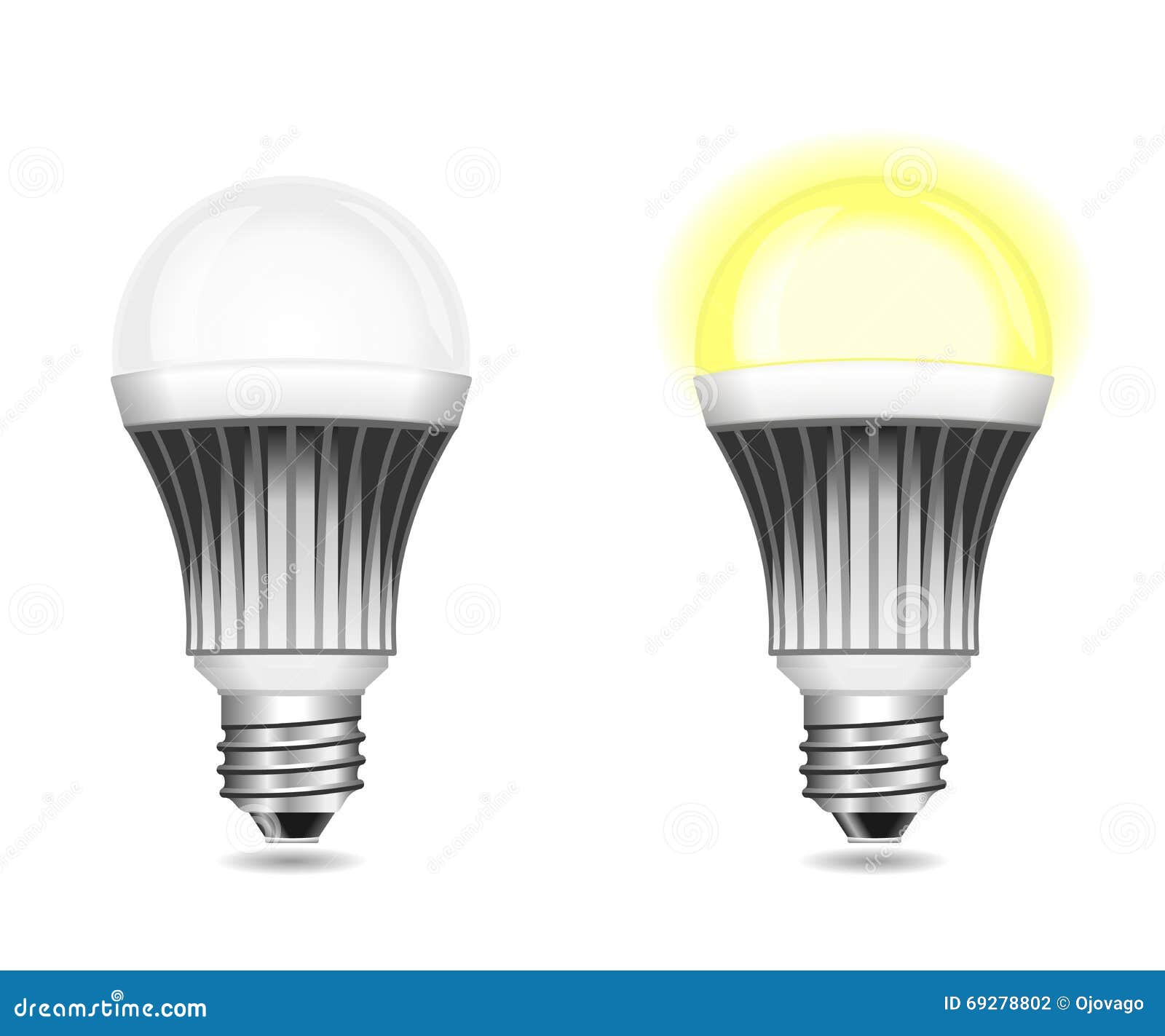 LED Light Bulbs on and Off Isolated on White Stock Vector ...