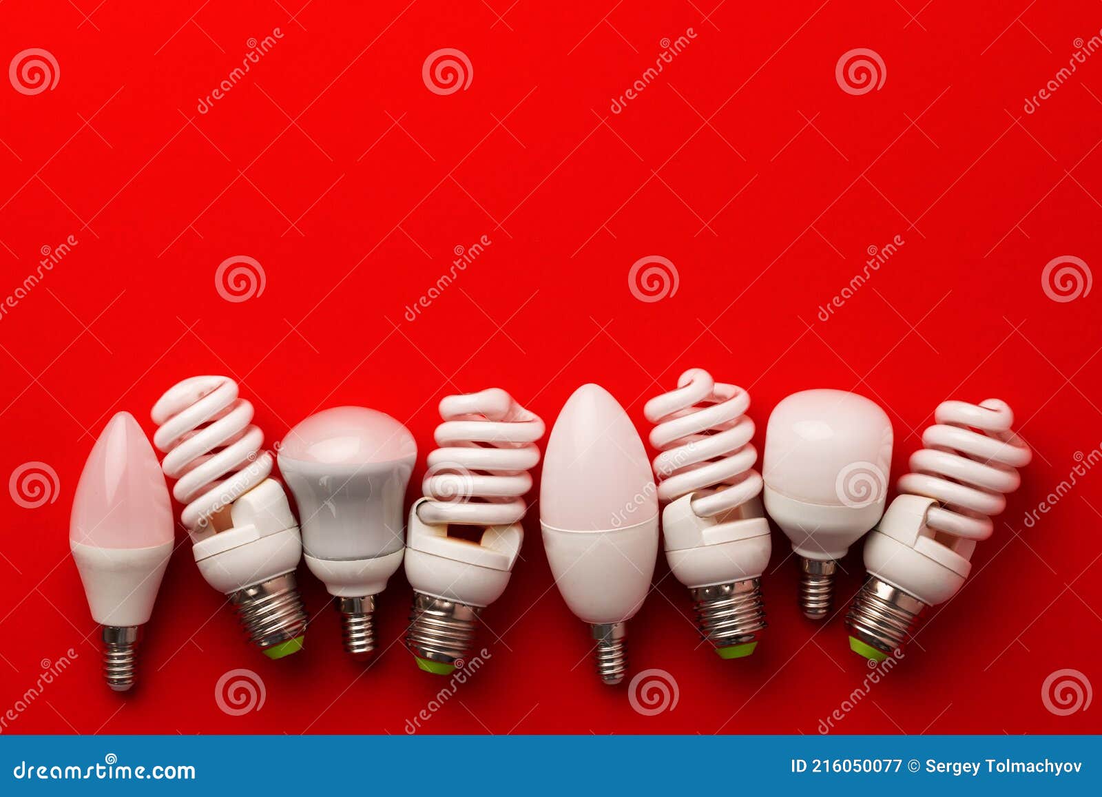 LED Light Bulbs on Red Background Top View Stock Image - Image of ...
