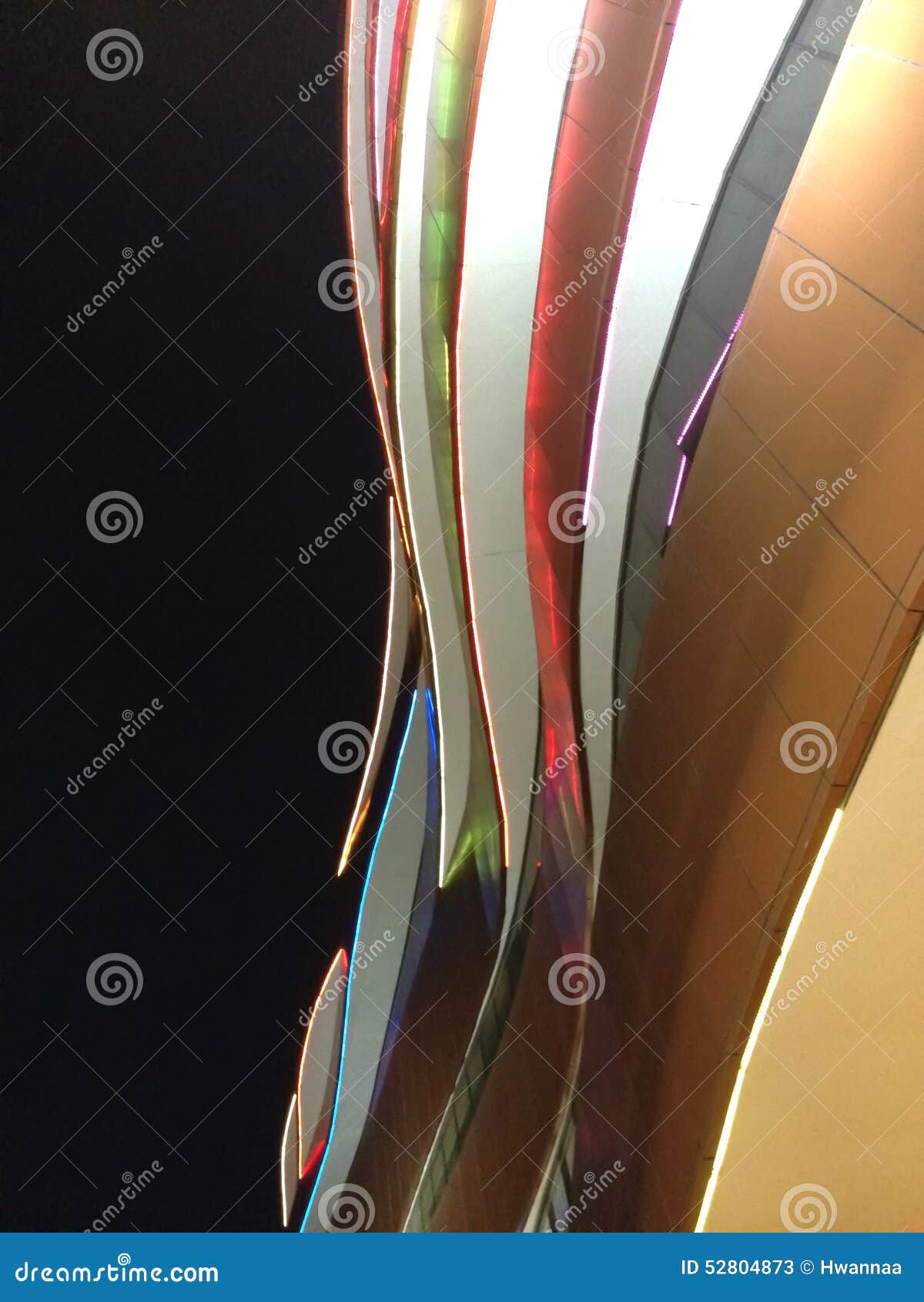 LED Light on Curve Line Facade Stock Image - Image of lightled ...