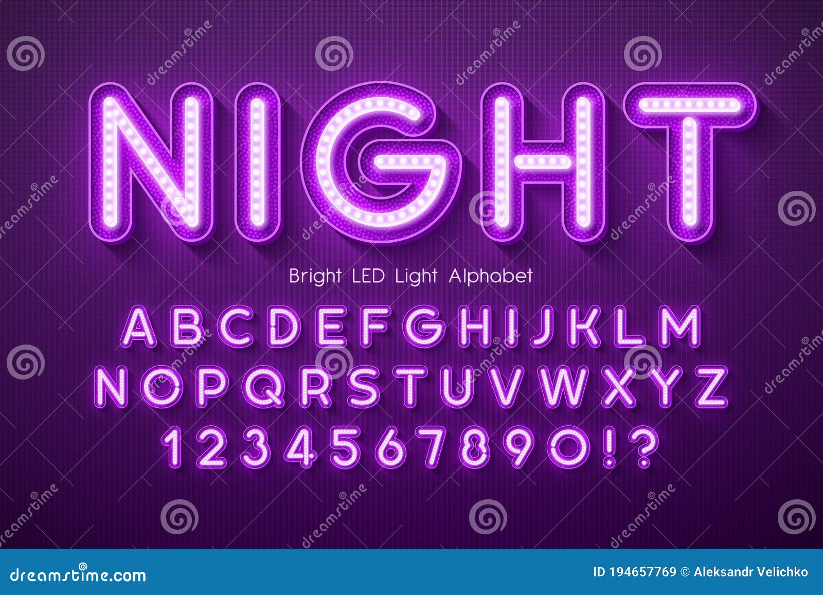 LED Light 3d Alphabet, Extra Glowing Modern Type. Stock Vector ...