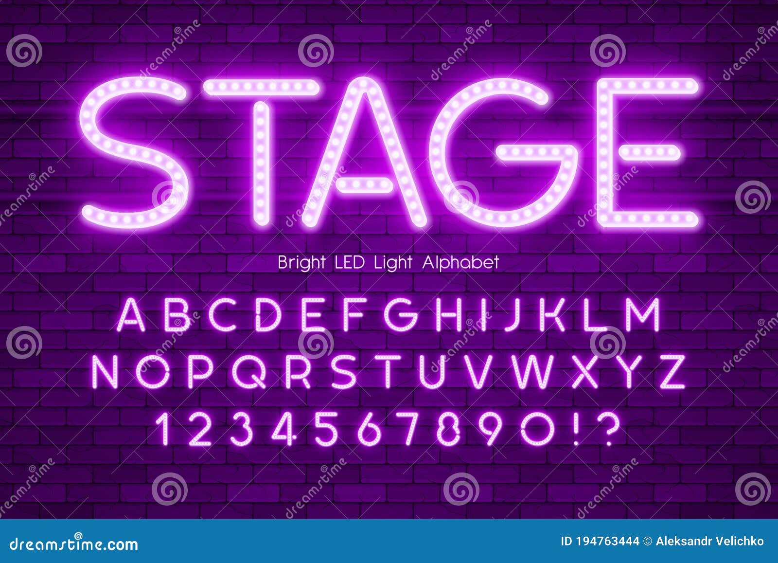 LED Light 3d Alphabet, Extra Glowing Modern Type. Stock Vector ...