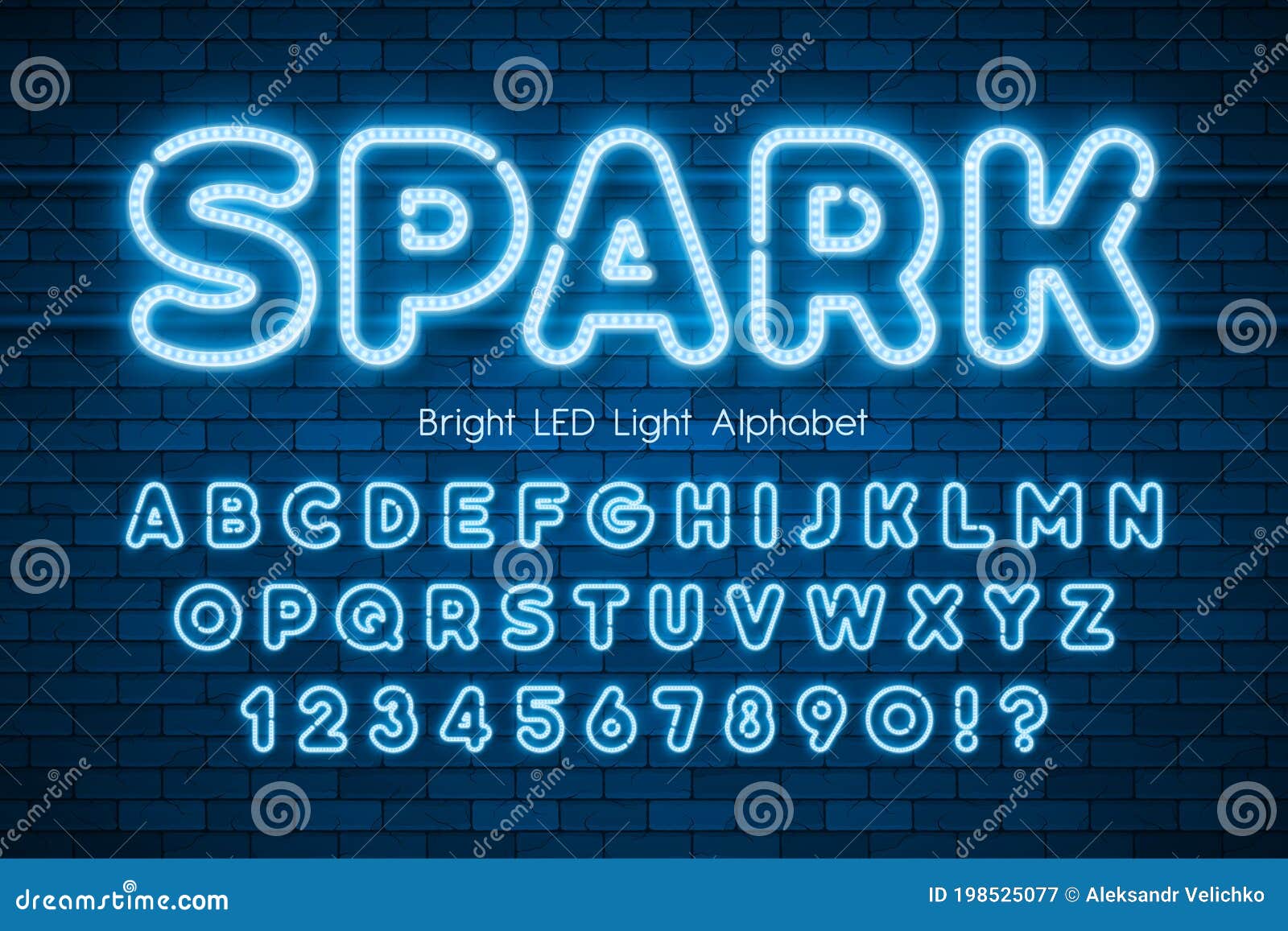 LED Light 3d Alphabet, Extra Glowing Modern Type. Stock Vector ...