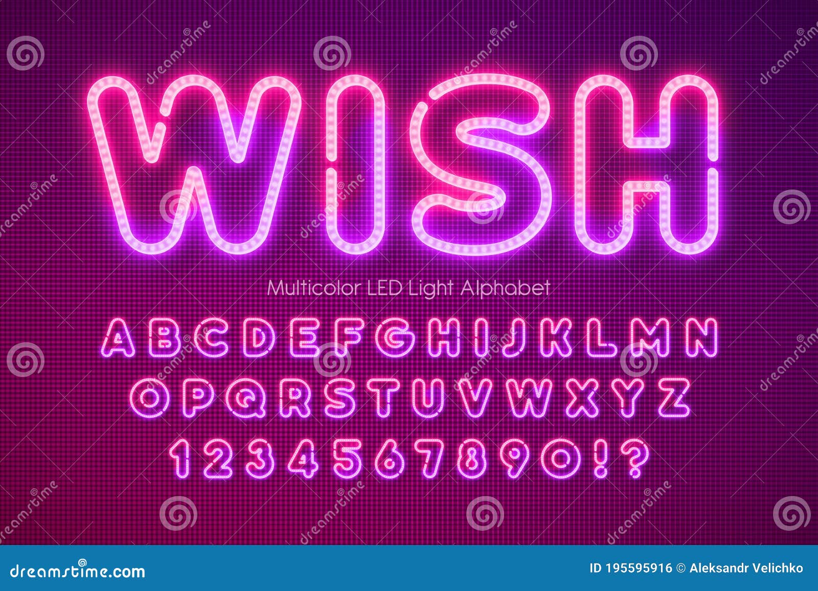 LED Light 3d Alphabet, Extra Glowing Multicolor Type. Stock Vector ...
