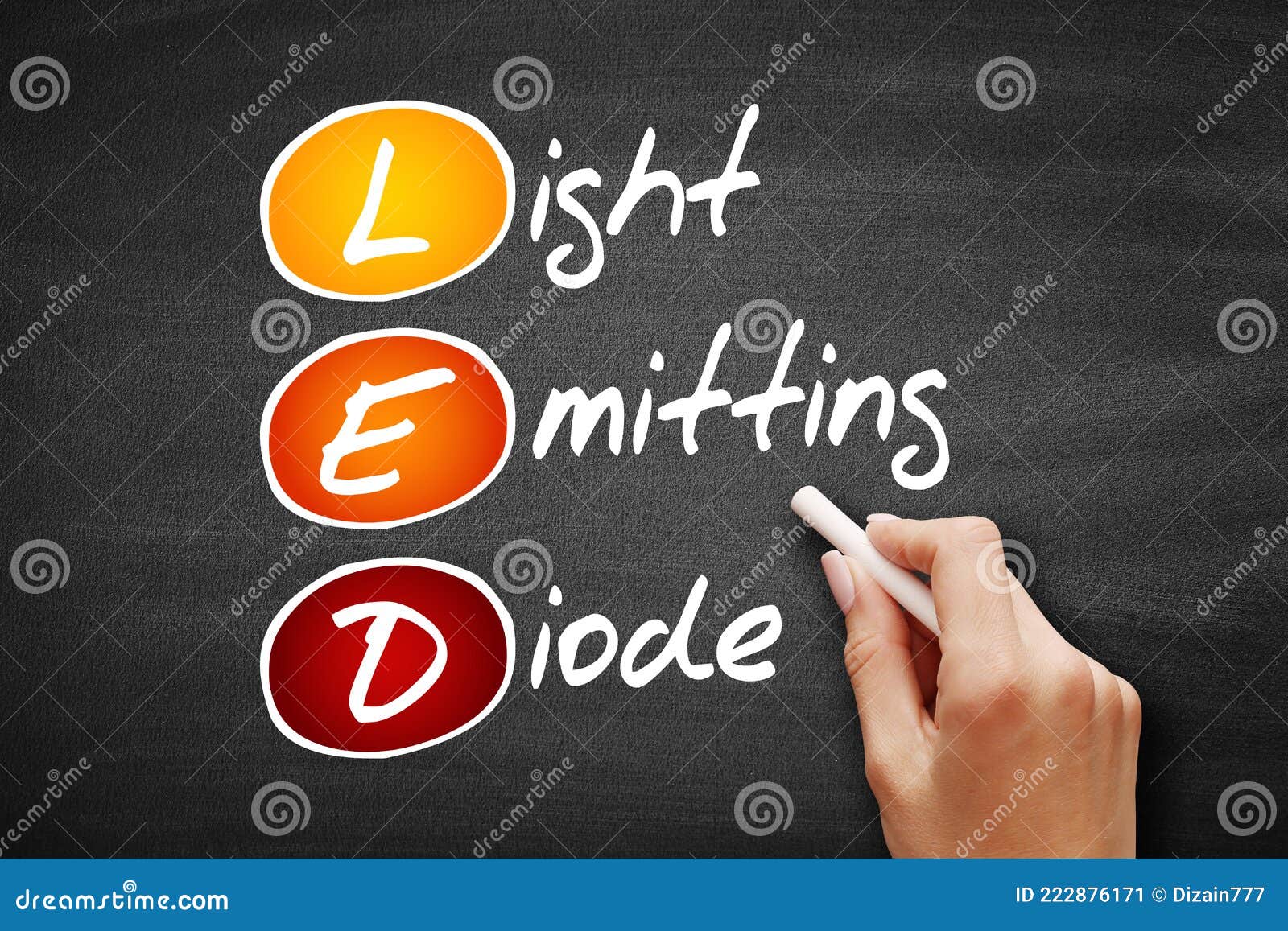 LED Light Emitting Diode, Technology Business Concept on Blackboard ...