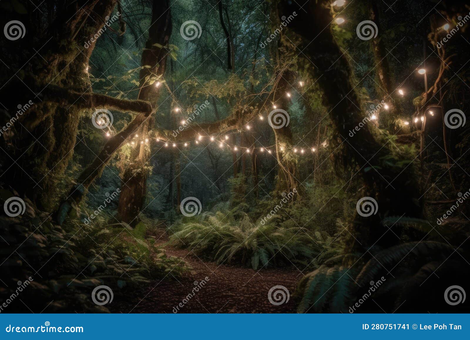 The LED Light on in the Forest Stock Illustration - Illustration of ...