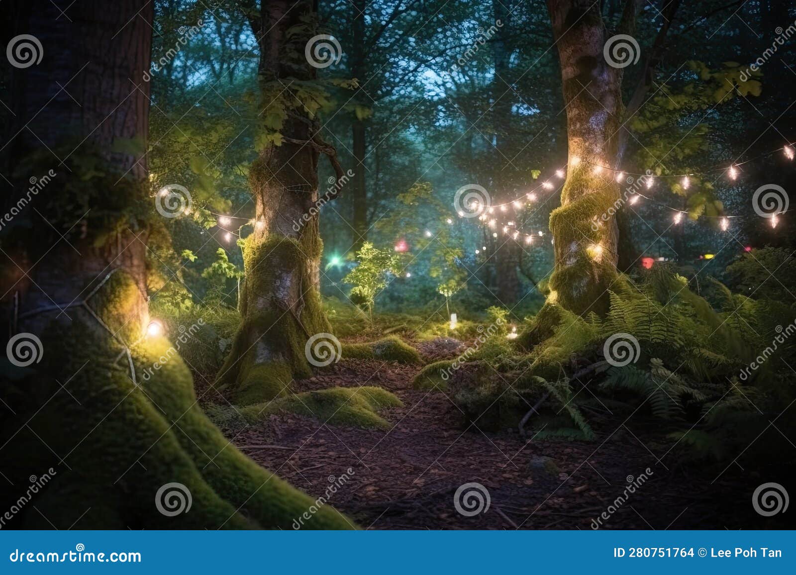 The LED Light on in the Forest Stock Illustration - Illustration of ...