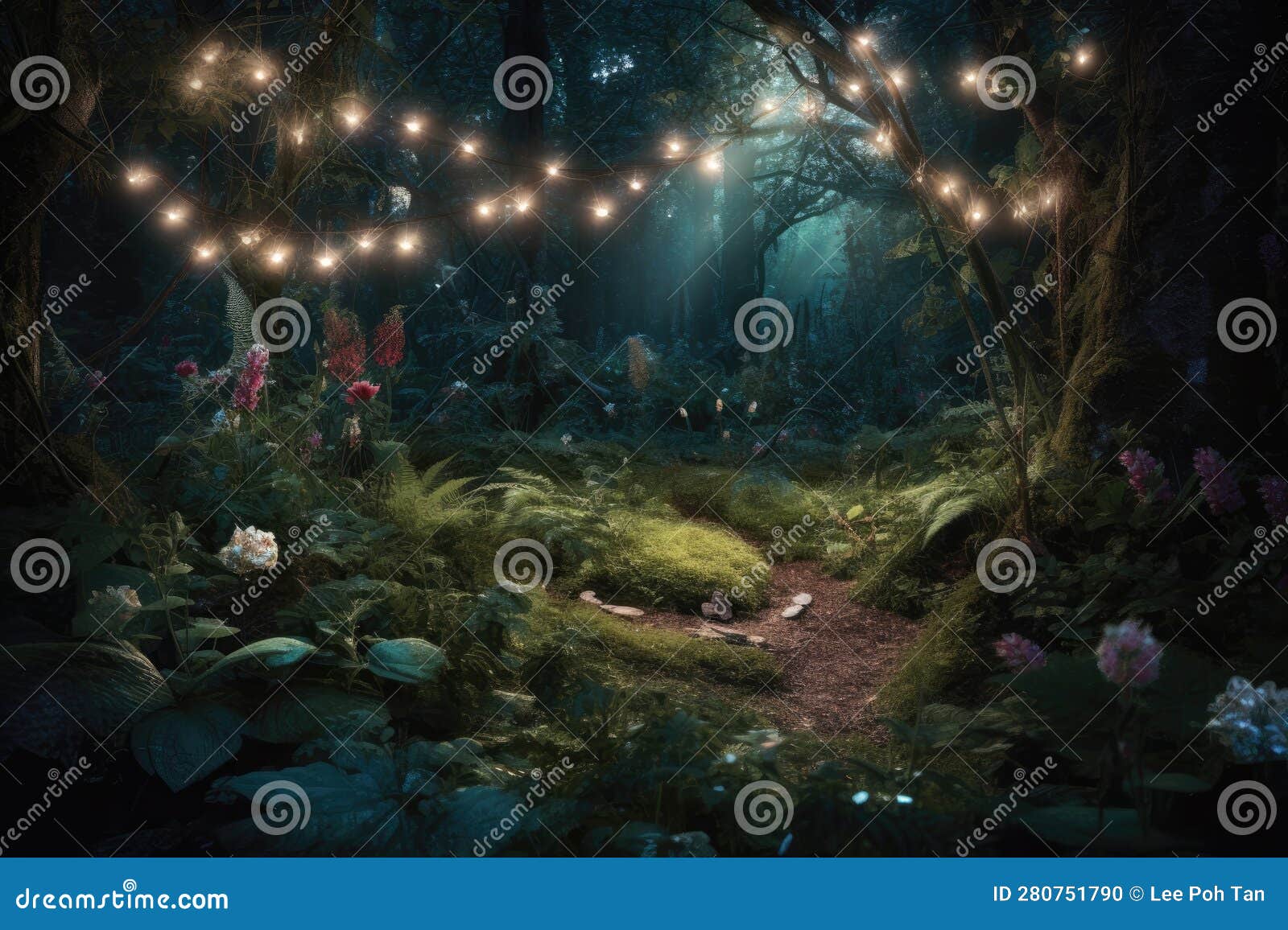 The LED Light on in the Forest Stock Illustration - Illustration of ...