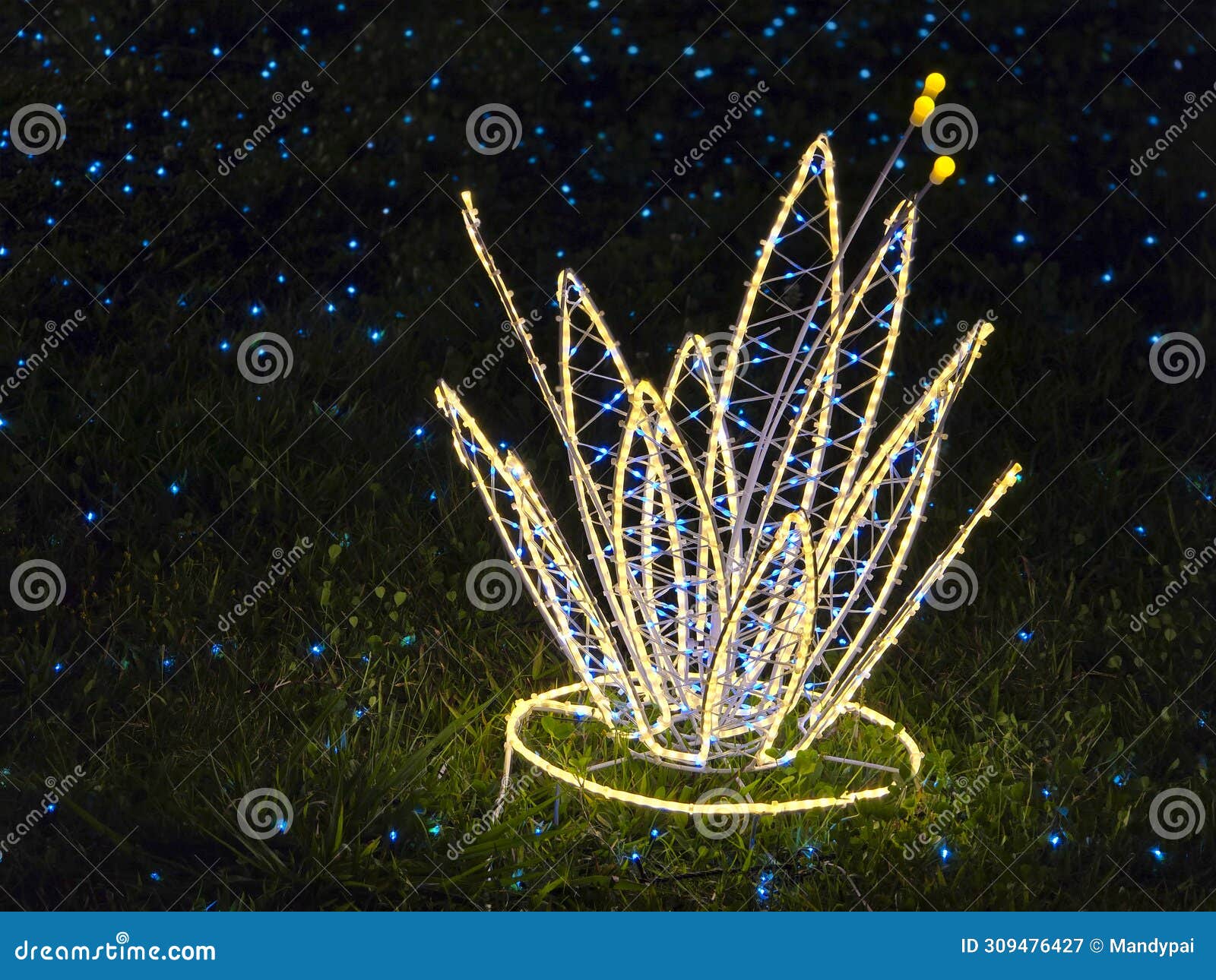 LED Light Installation, a Leaf-shaped LED Light Decoration on the Grass ...
