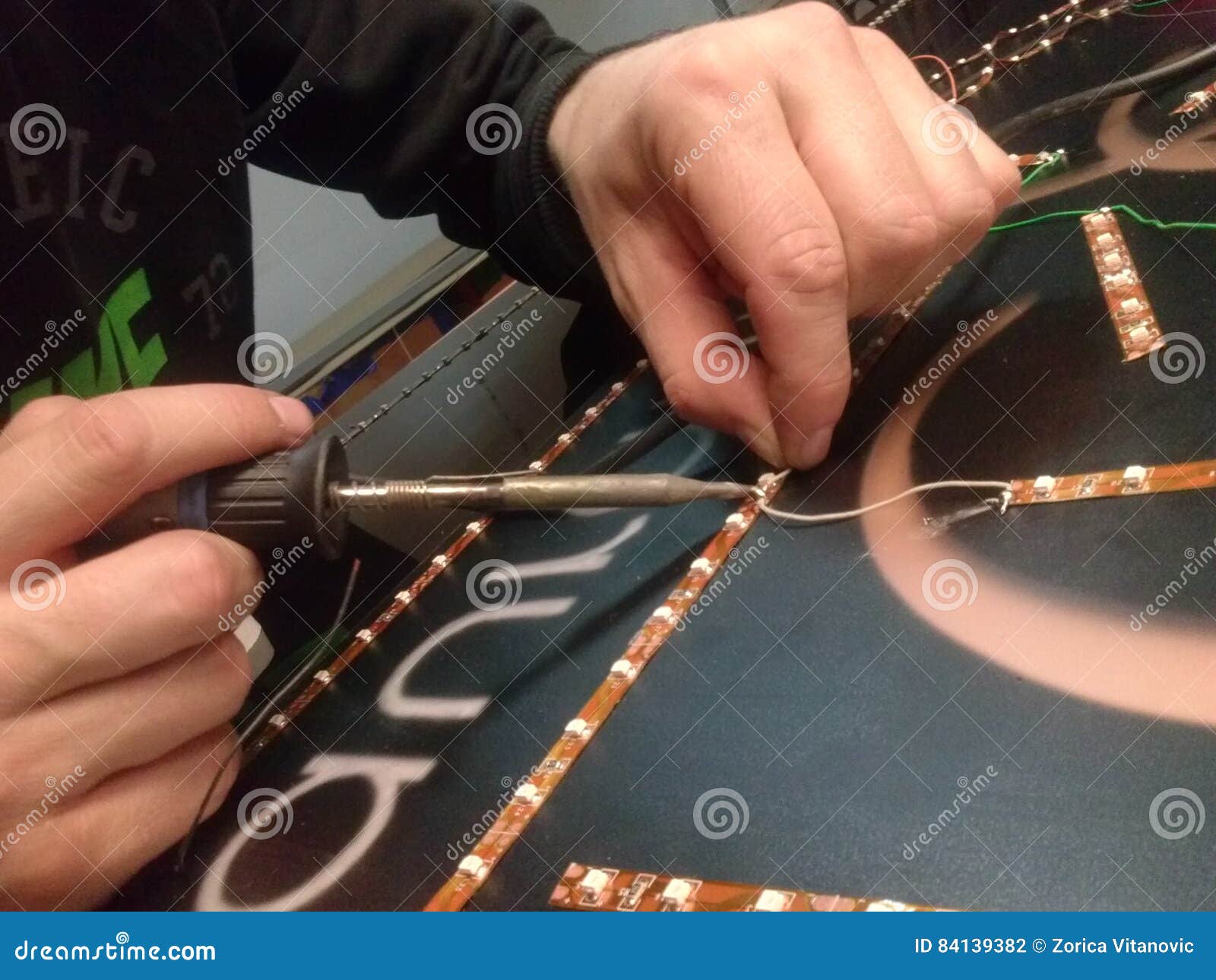 LED light making of stock photo. Image of light, green - 84139382