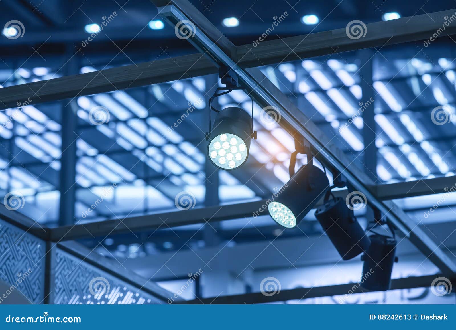 LED Light on mall roof. stock image. Image of installed - 88242613