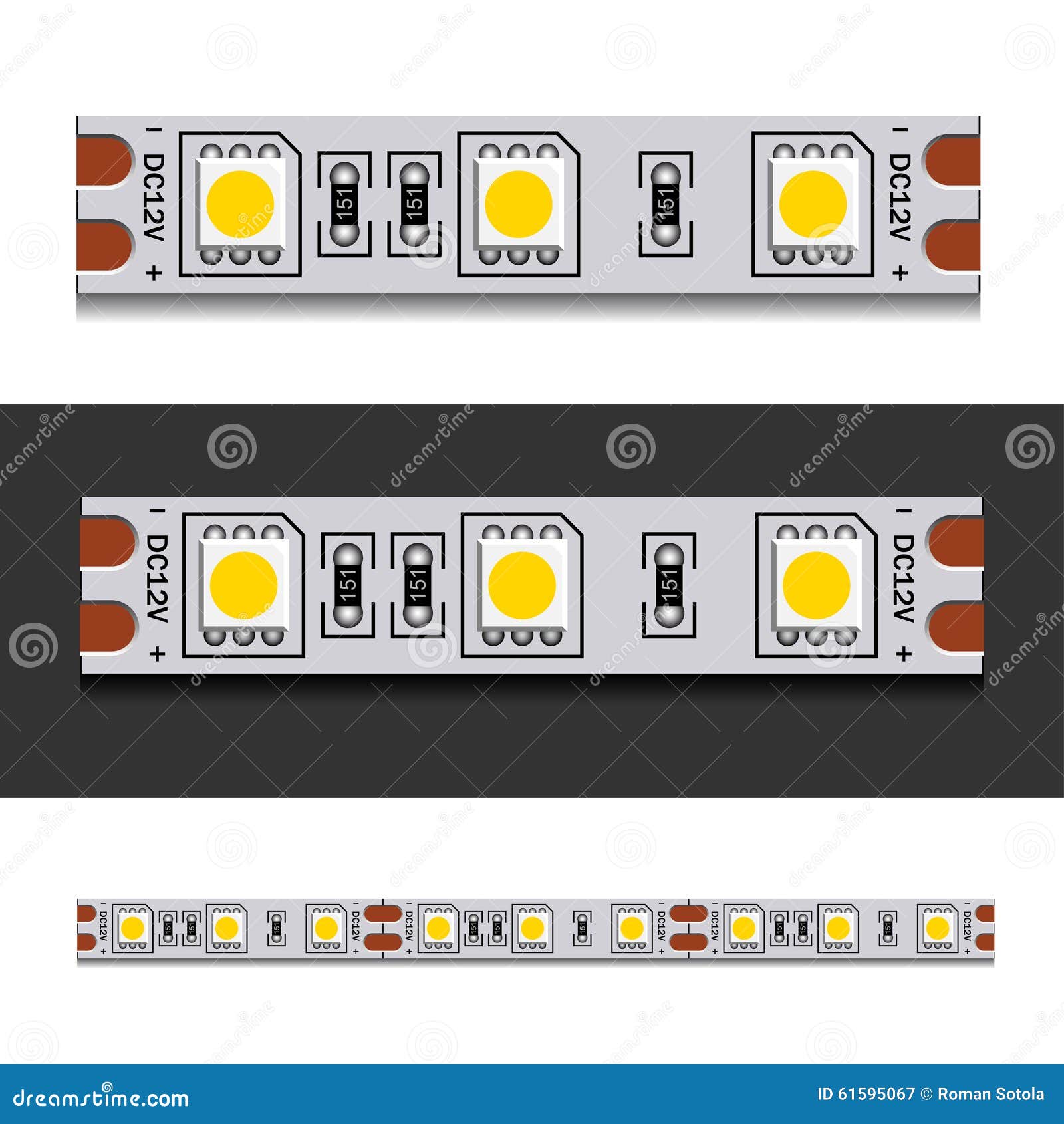 LED light strip seamless stock vector. Illustration of electronics ...