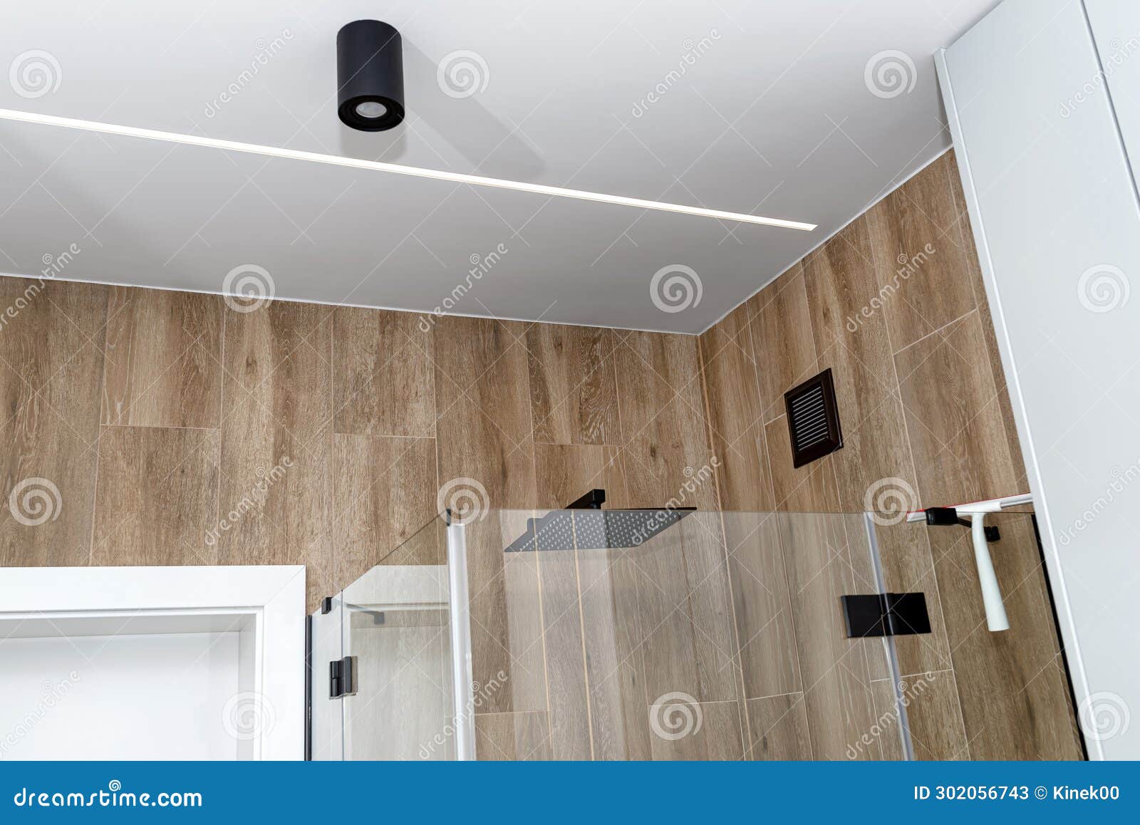 LED Light Strips Mounted in the Wall in a Modern Bathroom, Visible ...