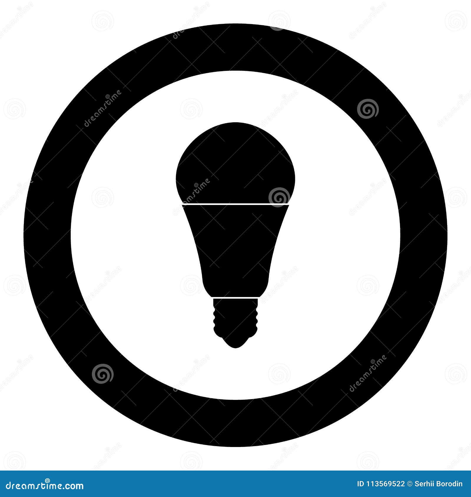 LED Lightbulb Black Icon in Circle Stock Vector - Illustration of ...