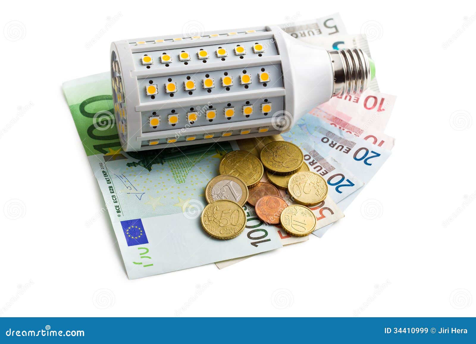 LED Lightbulb with Euro Money Stock Image - Image of technology ...