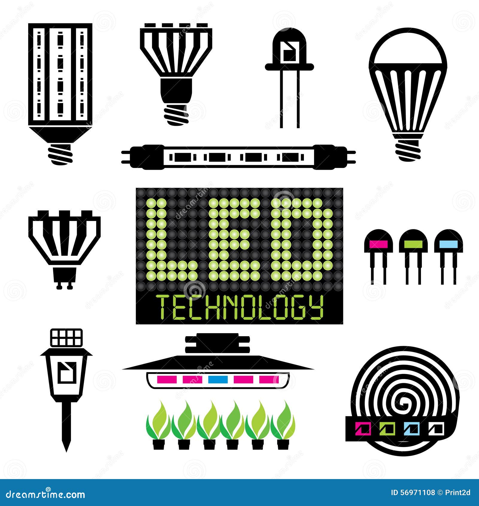 LED lighting icons stock vector. Illustration of emitting - 56971108