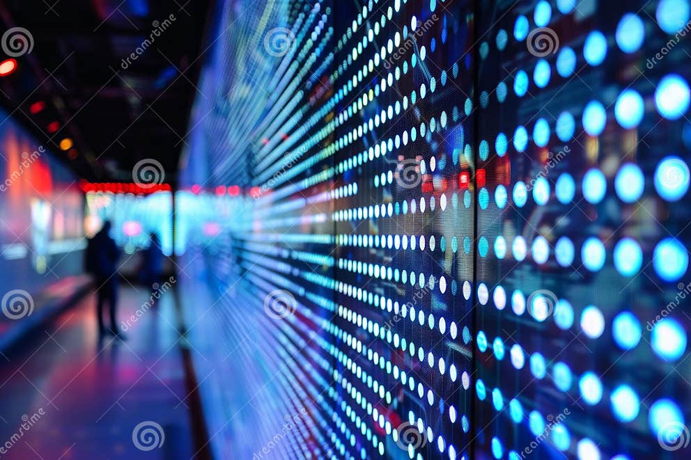 Led Lights Display Panel Showing Data Analytics in Modern Business ...
