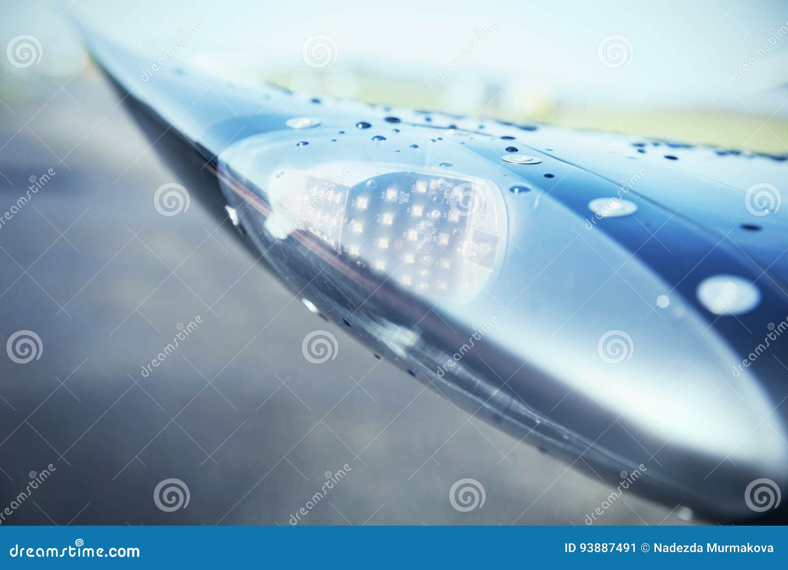 LED Lights on the Wing of the Plane. Safety Lights on the Plane. Stock ...