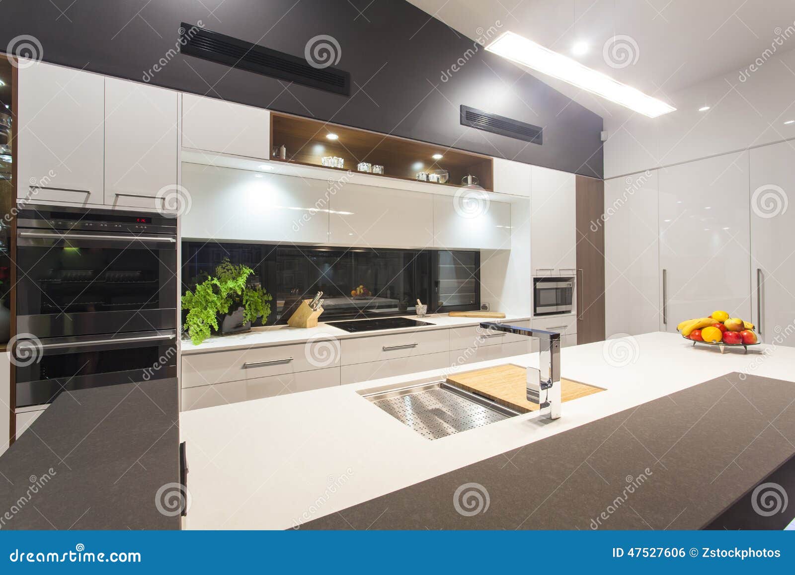 LED lit modern kitchen stock photo. Image of interior - 47527606