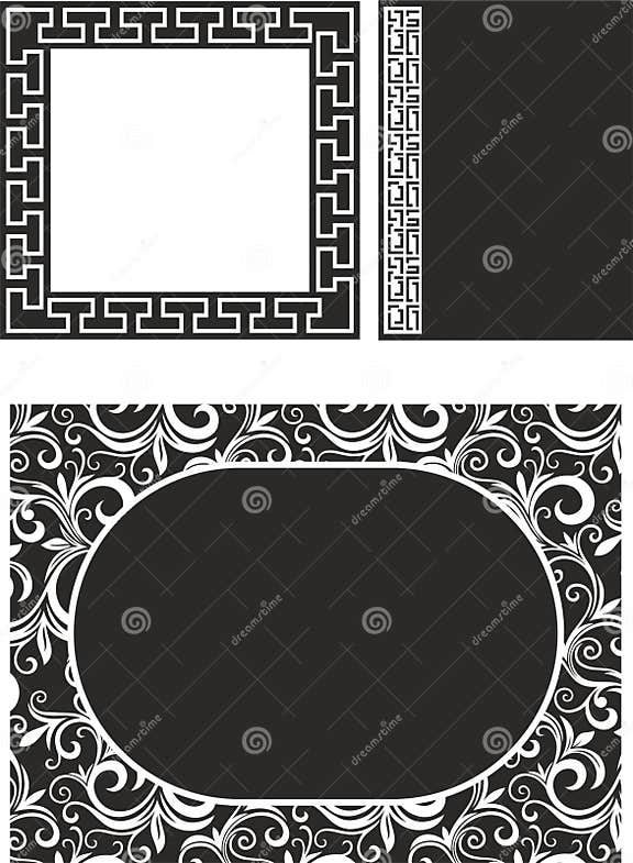 Led Mirror Glass Floral Border Pattern Frame, Design Vector ...