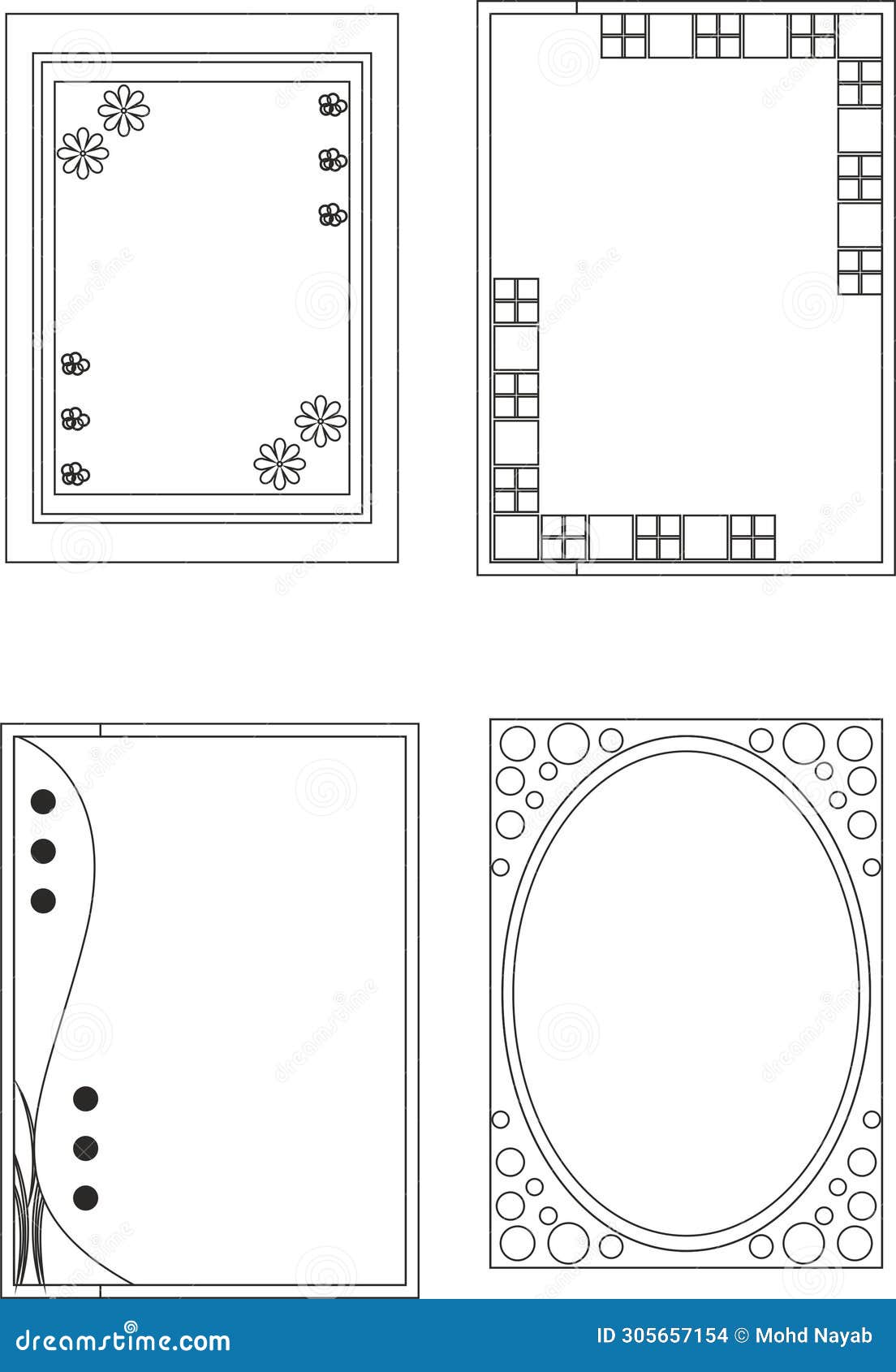 Led Mirror Glass Floral Border Pattern Frame, Design Vector ...