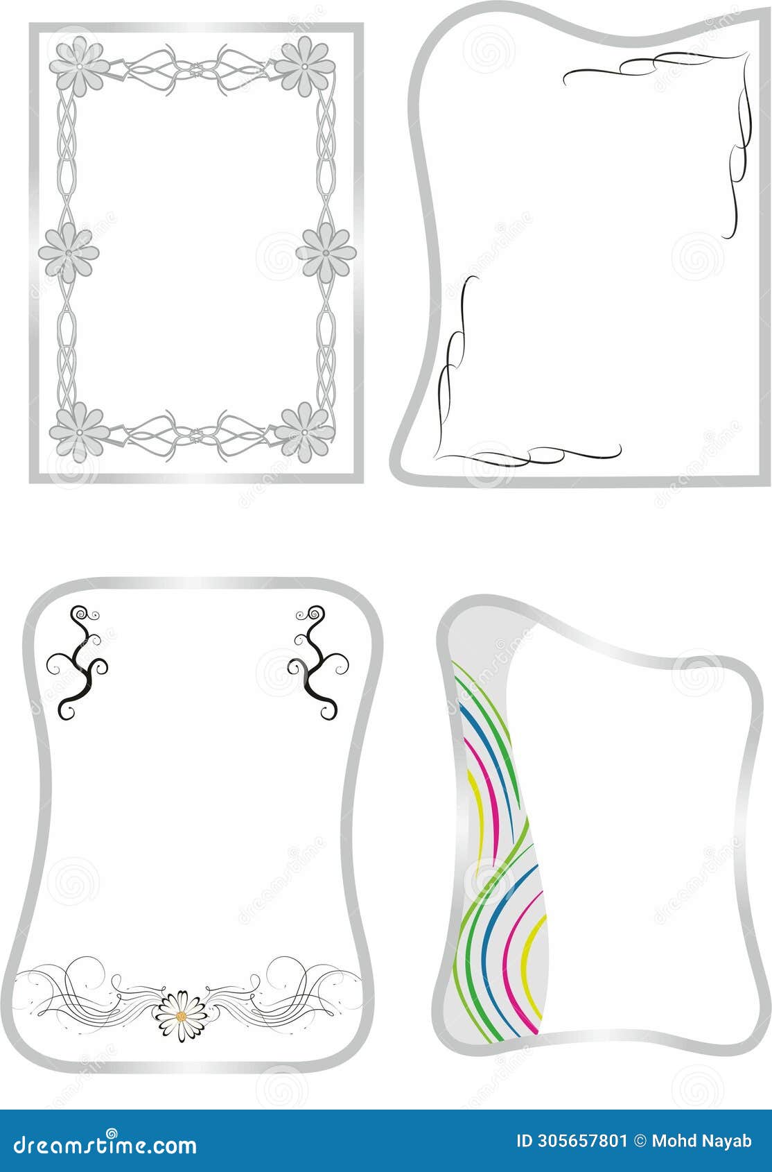 Led Mirror Glass Floral Border Pattern Frame, Design Vector ...