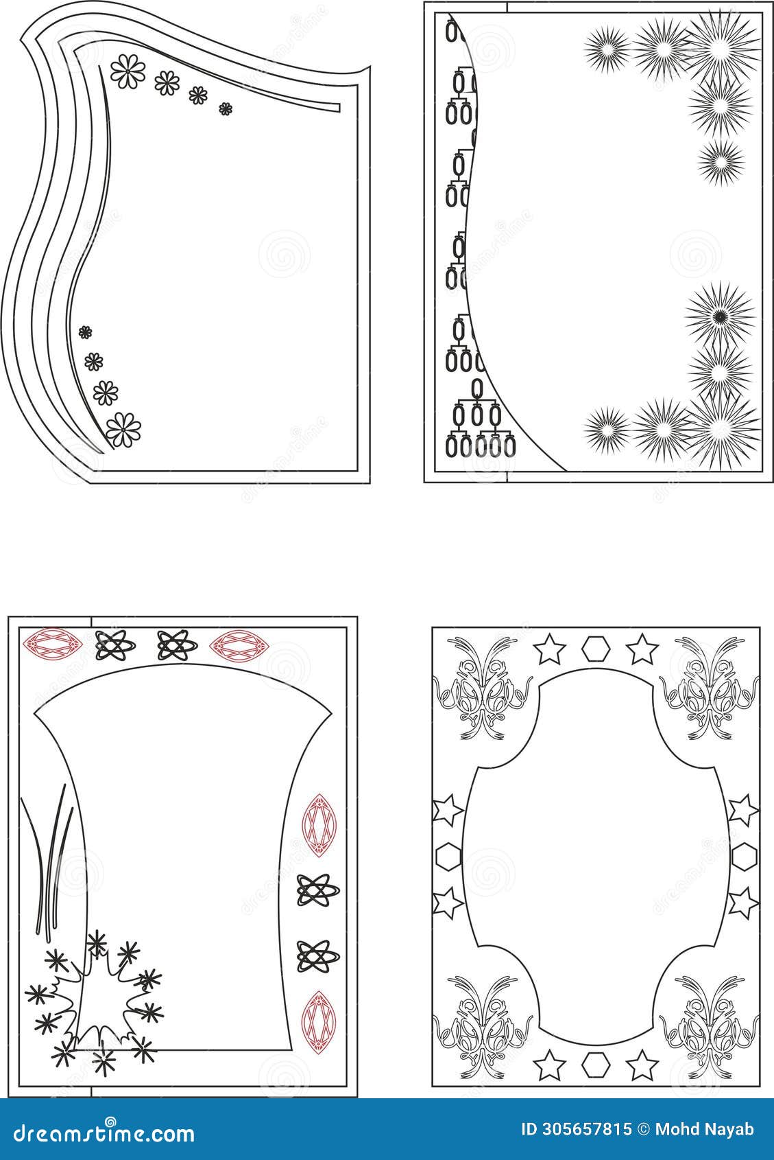 Led Mirror Glass Floral Border Pattern Frame, Design Vector ...