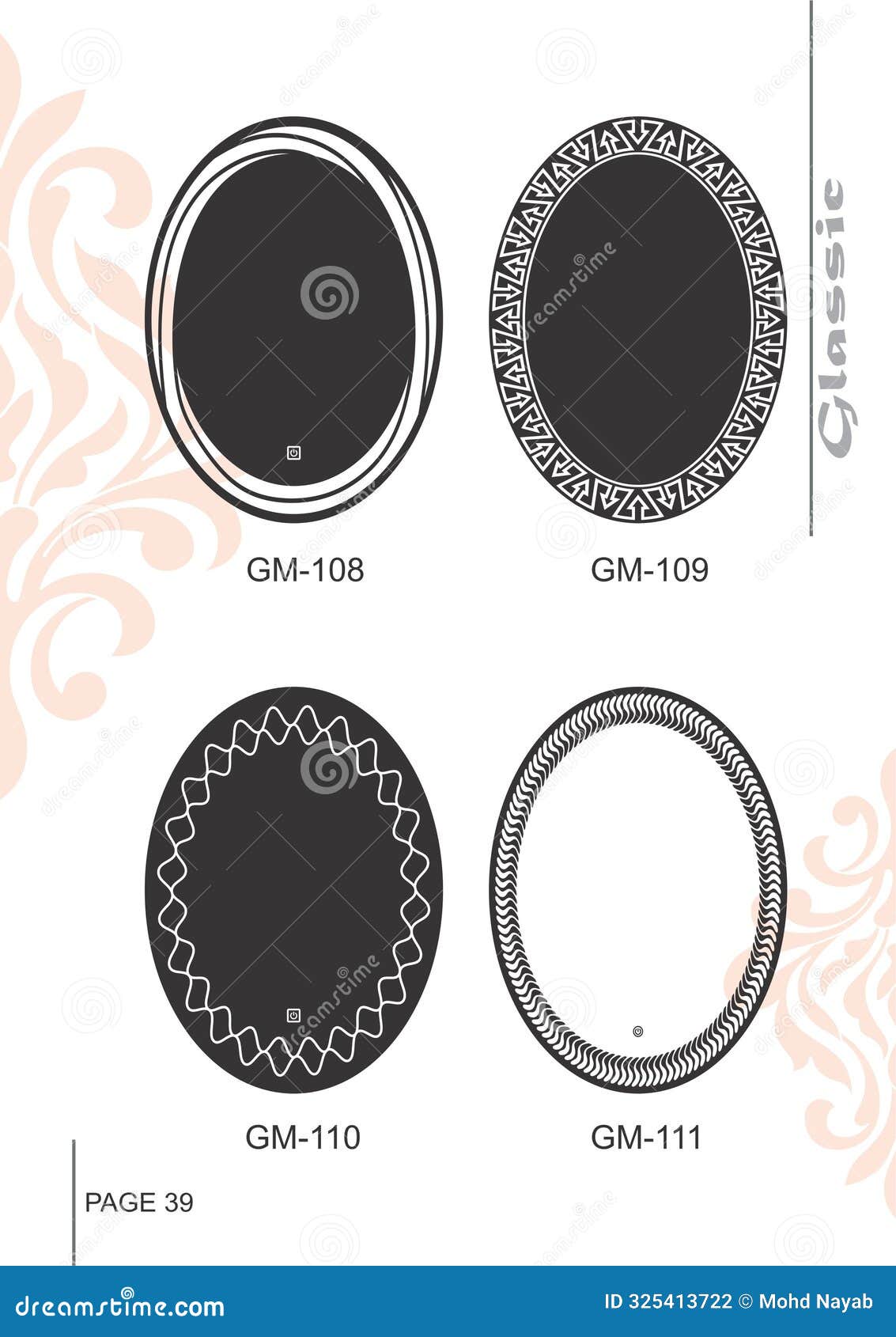 Led Mirror with Touch Sensor Design Stencil Cdr X6 Stock Illustration ...