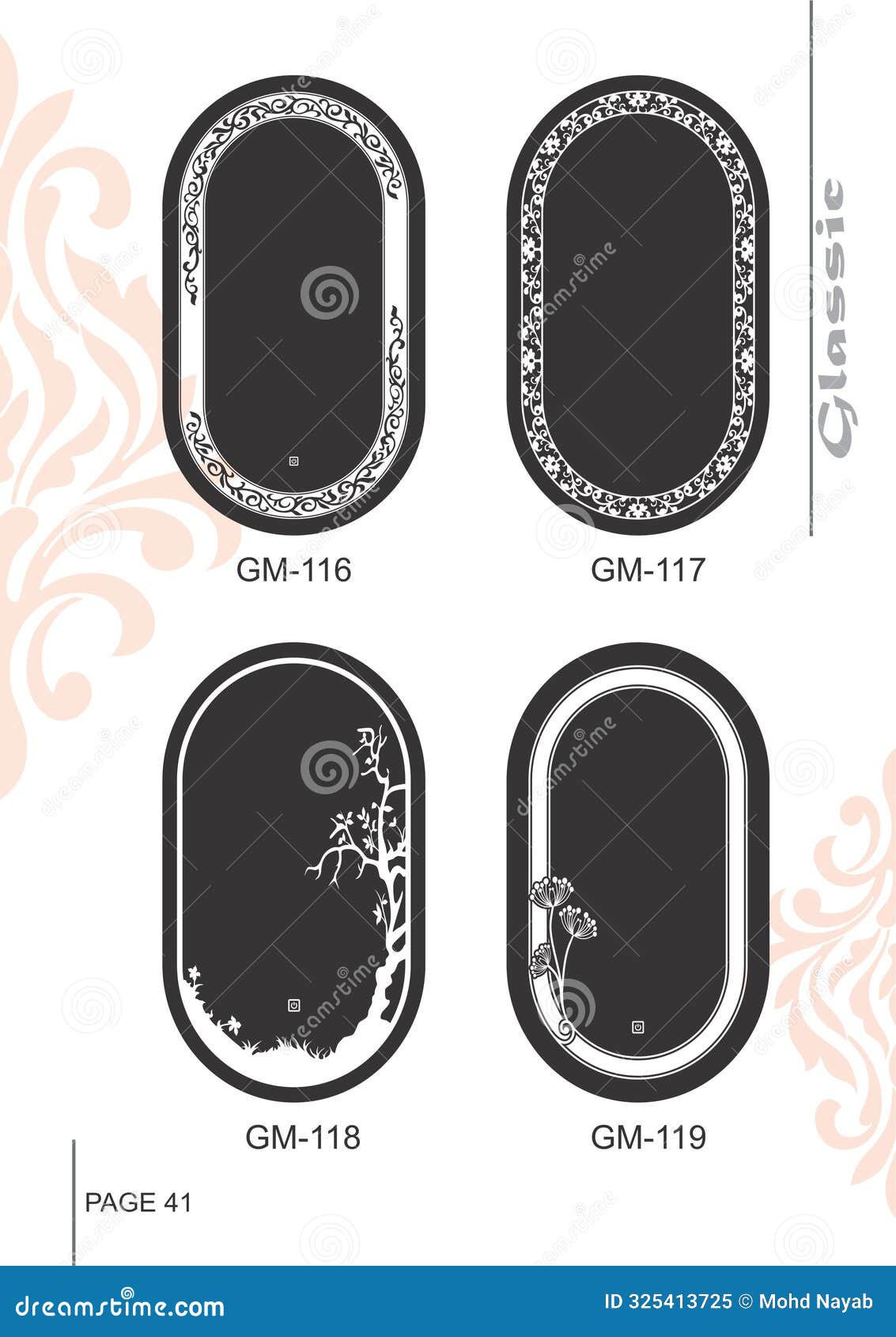 Led Mirror with Touch Sensor Design Stencil Cdr X6 Stock Illustration ...