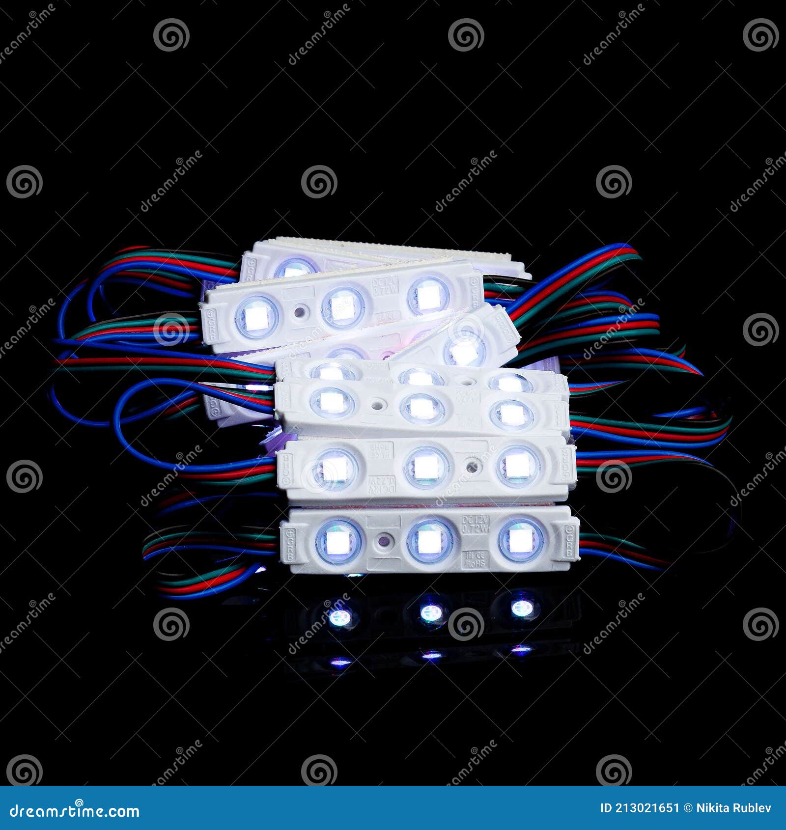Led Module Glowing on Black Background Stock Illustration ...