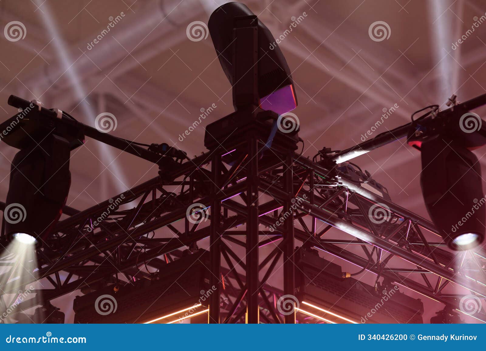 LED Moving Heads Hanging on a Box Truss Structure Stock Photo - Image ...