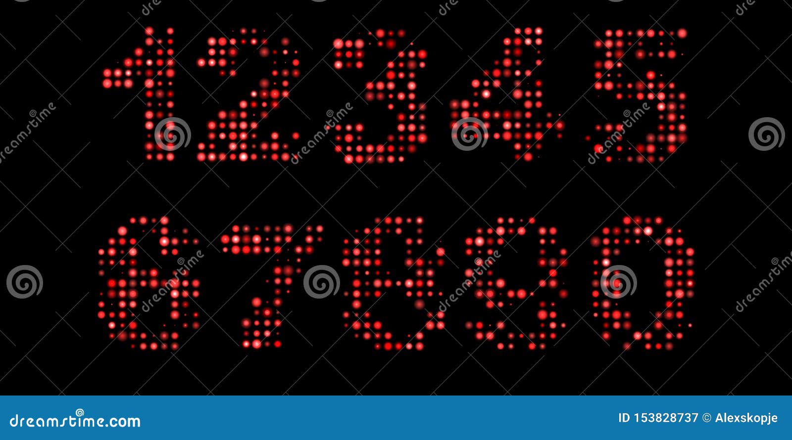 Led numbers over black stock illustration. Illustration of information ...