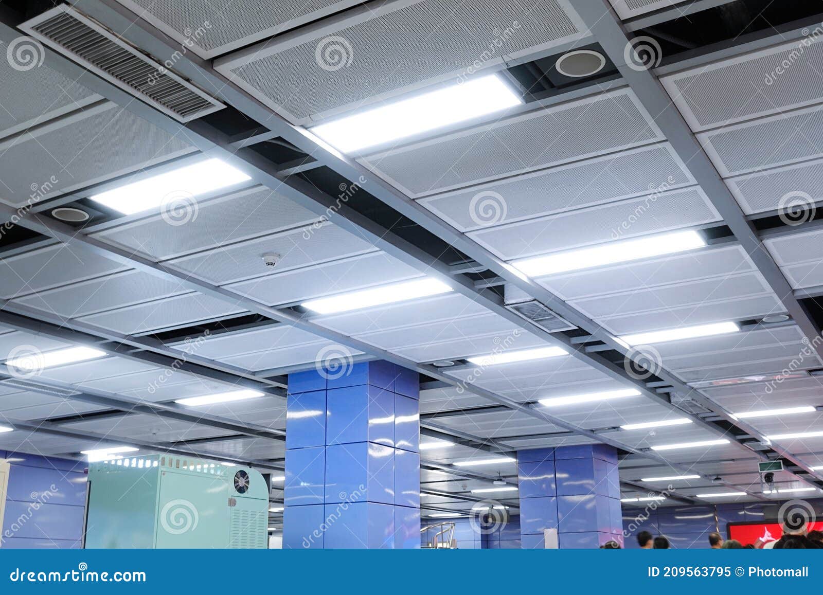 Led Panel Light on Modern Commercial Building Ceiling Stock Image ...