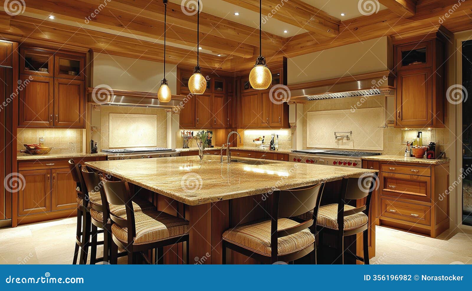 LED Pendant Lights Over a Kitchen Island, Offering Functional yet Stock ...