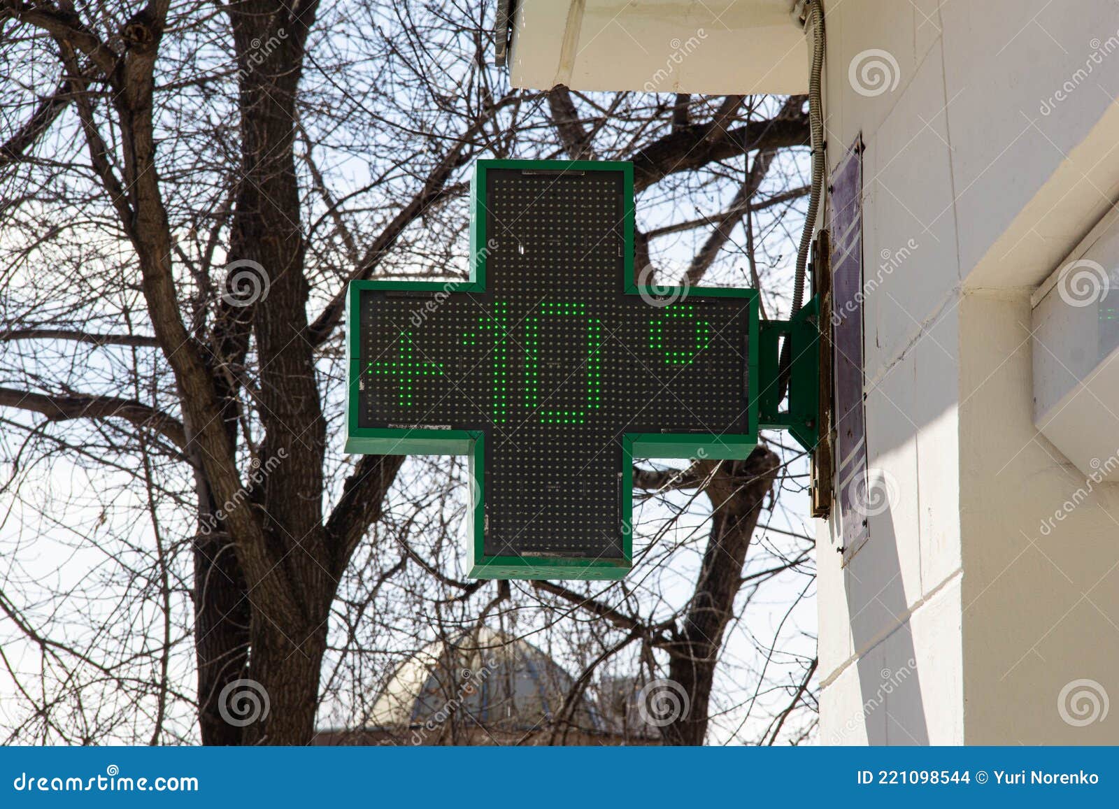 LED Pharmacy Sign on the Corner of the House Stock Photo - Image of ...