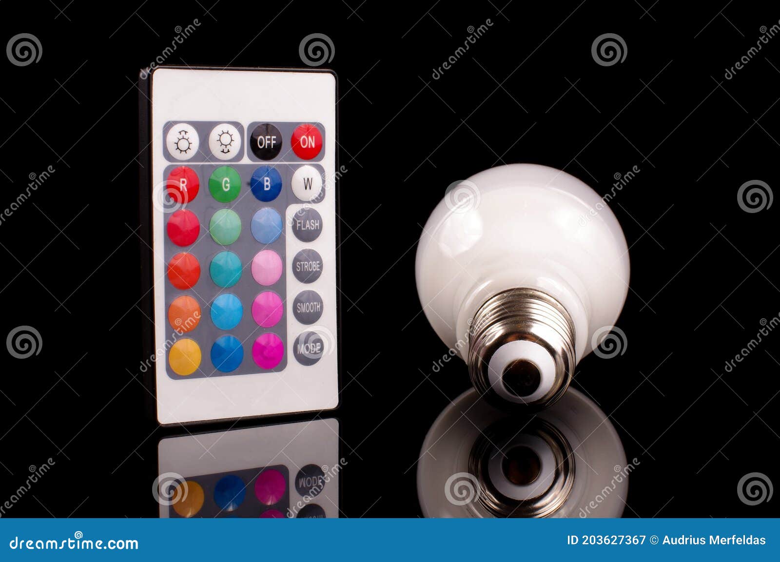 LED with Remote Control Isolated on Black Stock Image - Image of ...
