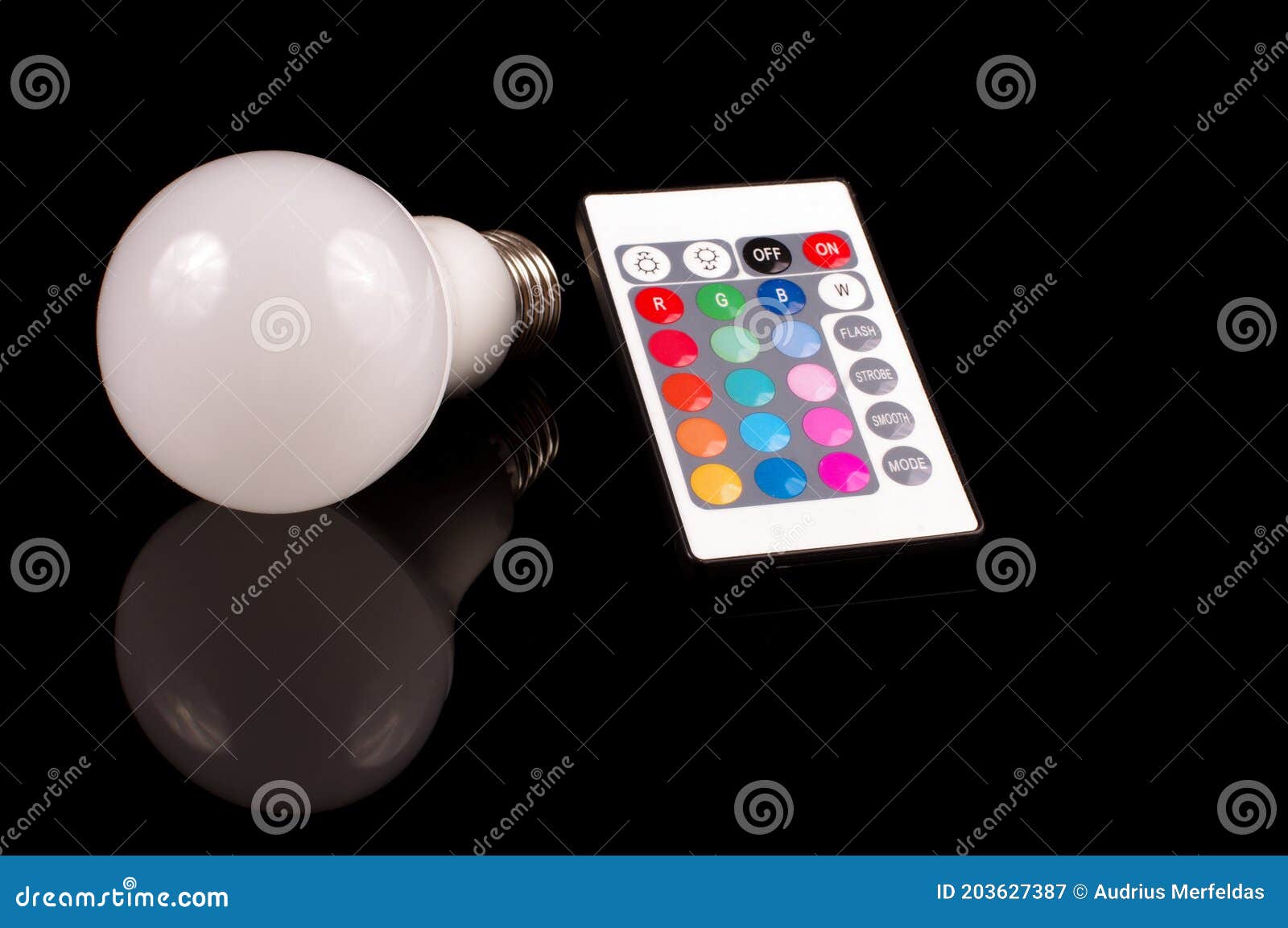LED with Remote Control Isolated on Black Stock Image - Image of button ...