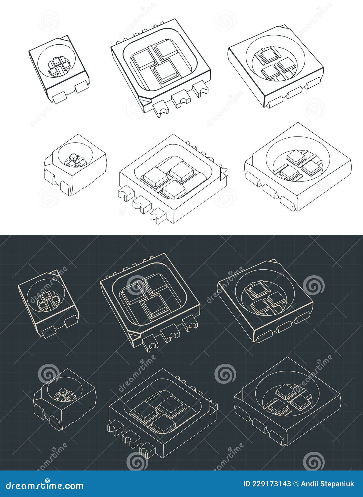 LED RGB blueprints Set stock vector. Illustration of design - 229173143