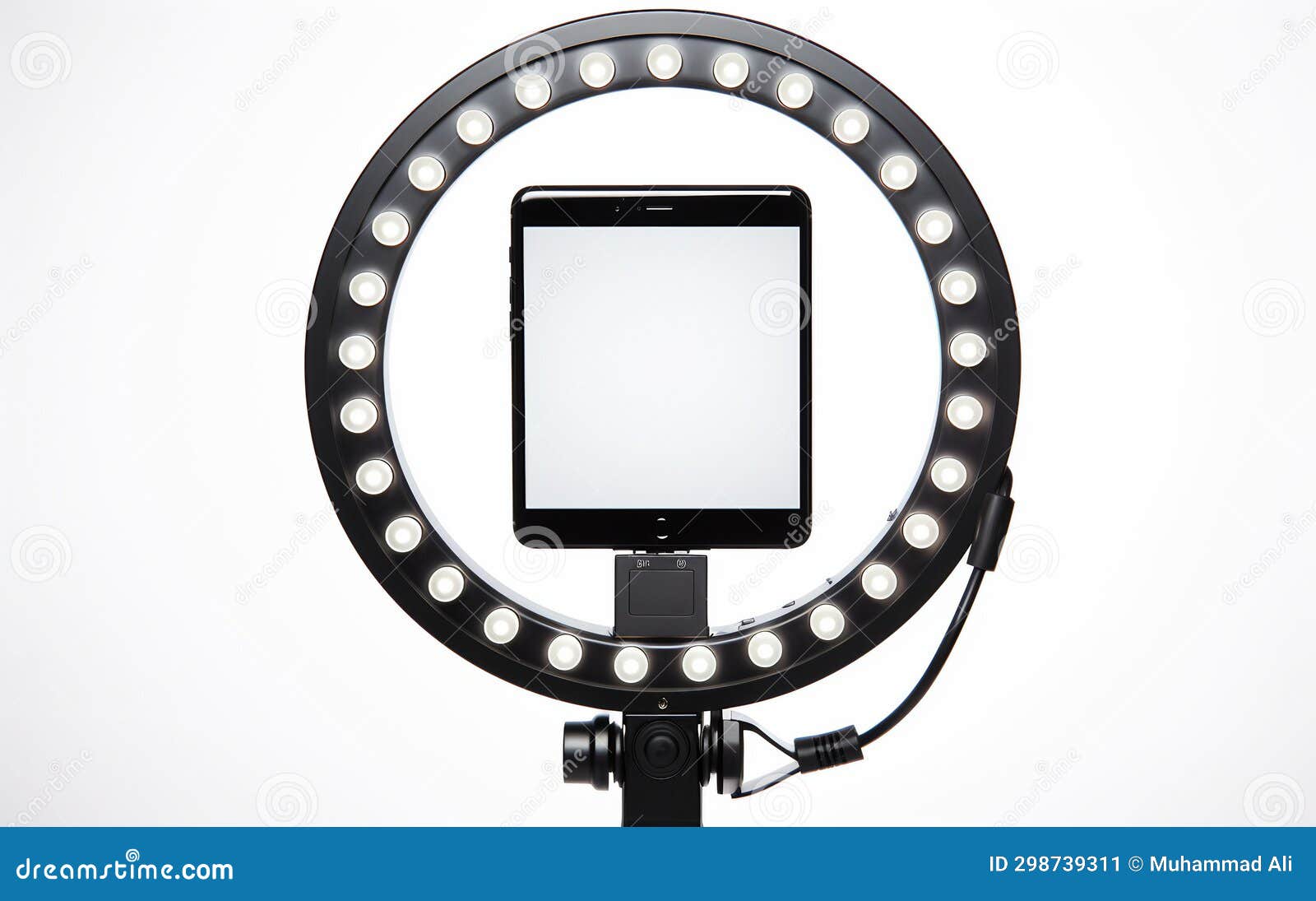 LED Ring Light on White Background Stock Image - Image of auto, selfie ...