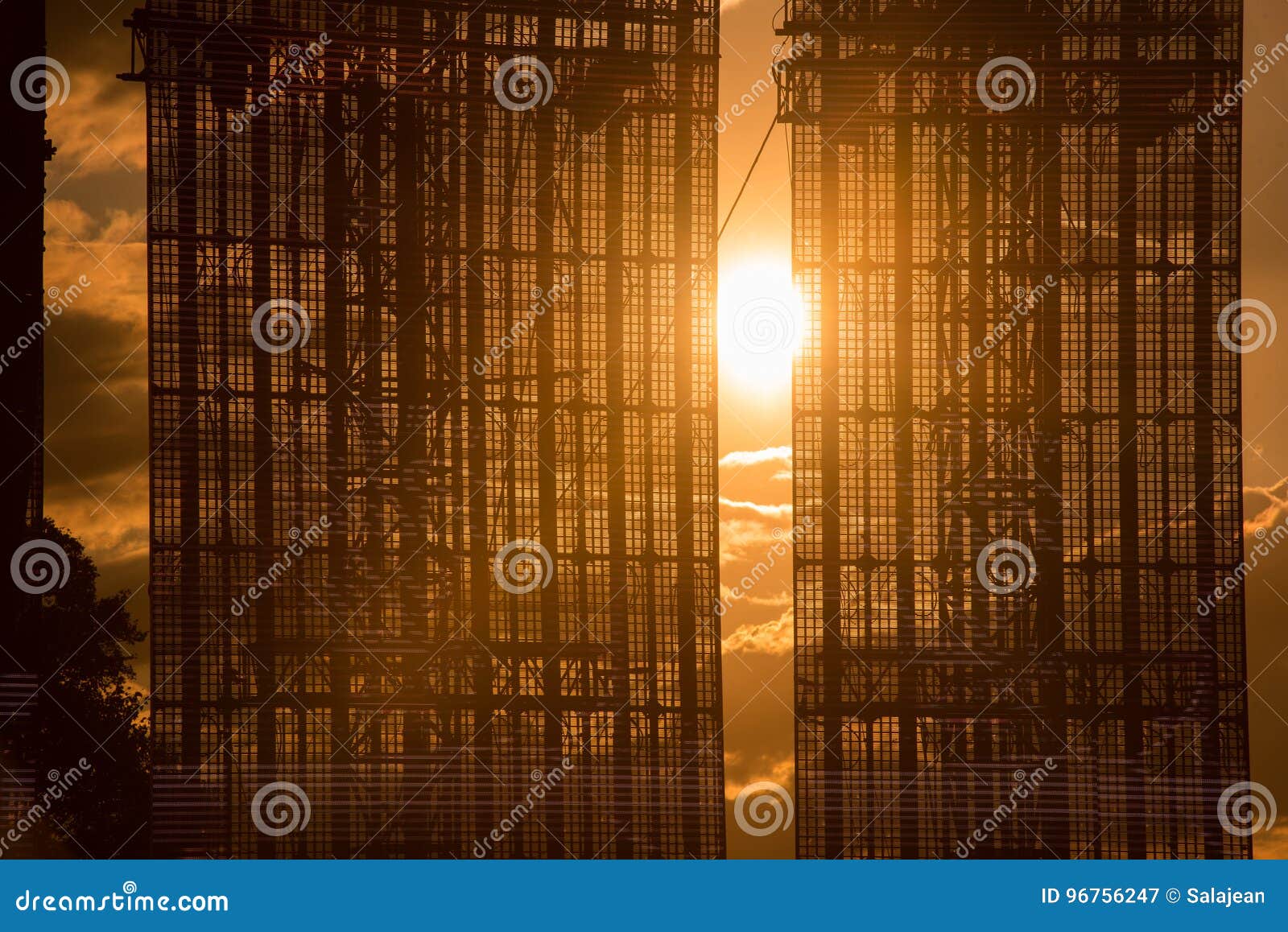 Led Screen Display in the Sunset Stock Image - Image of aluminum, light ...