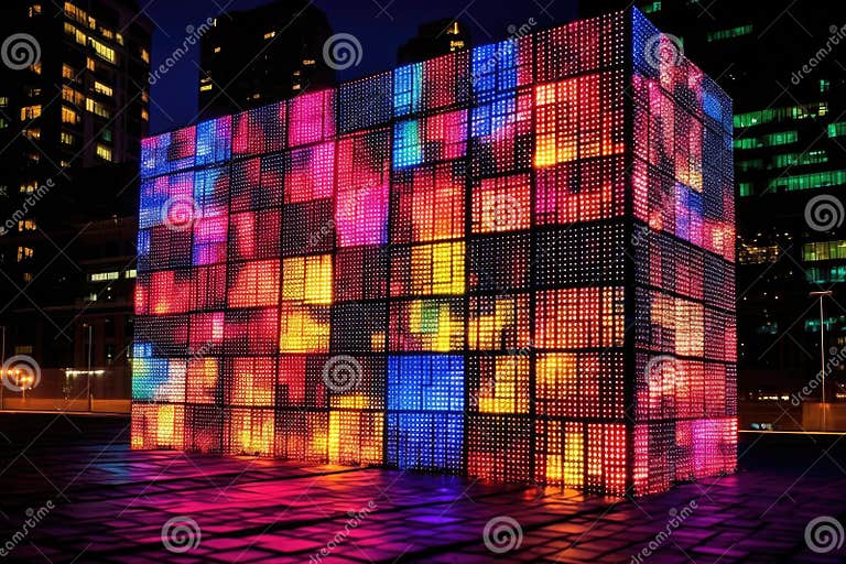 Led Screen Pixel Grid with Vibrant Colors Stock Illustration ...