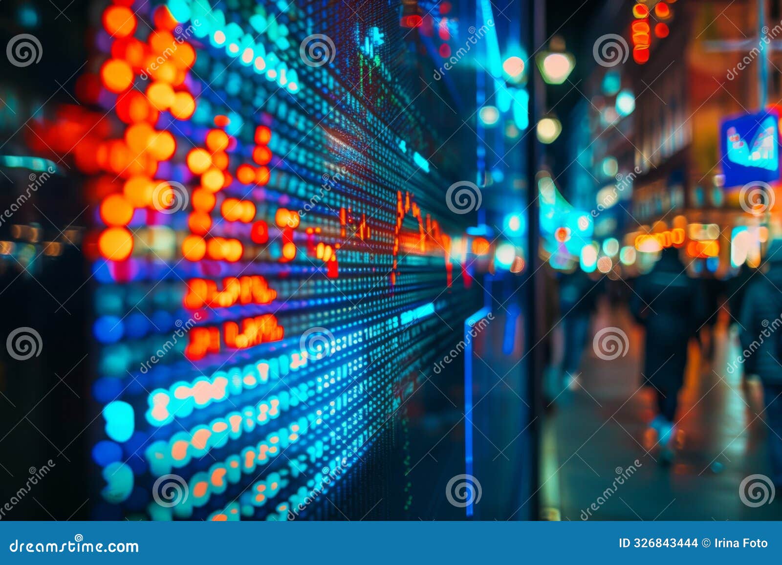LED Screen with Stock Data and City Lights Stock Photo - Image of data ...
