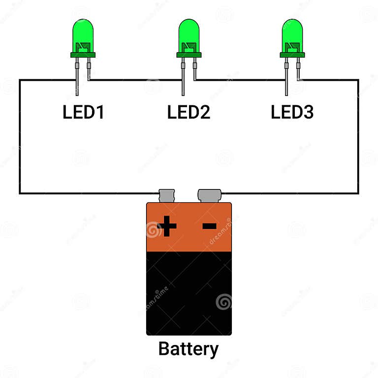 LED in a Series Circuit stock vector. Illustration of connected - 207354988