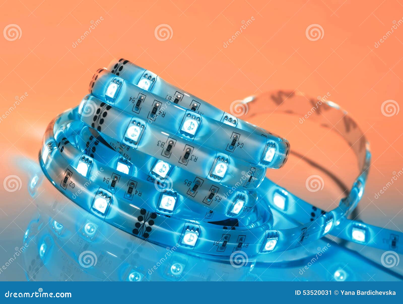 Led Strip Coil Closeup. Diode With Control Panel For Switching Colors ...