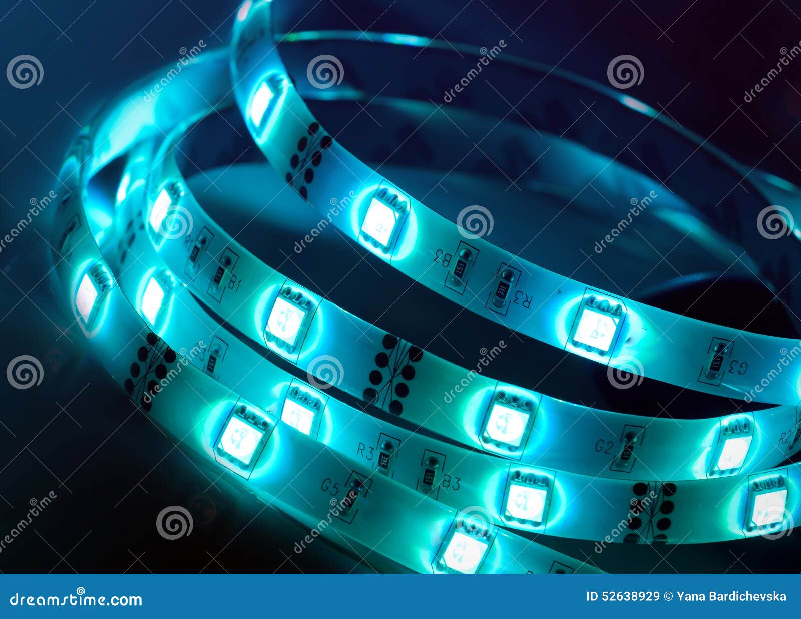 Led Strip Coil Closeup. Diode With Control Panel For Switching Colors ...